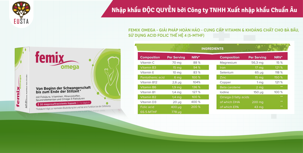 FEMIX OMEGA thương hiệu Đức - Multi cho bà bầu, Acid folic thế hệ 4 ...